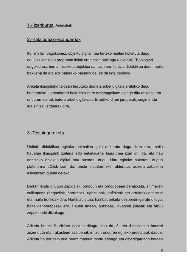 Gida Metodologikoa, Animaliak | PDF