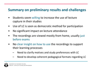 Enhancing the pedagogical value through lecture capture | PPT