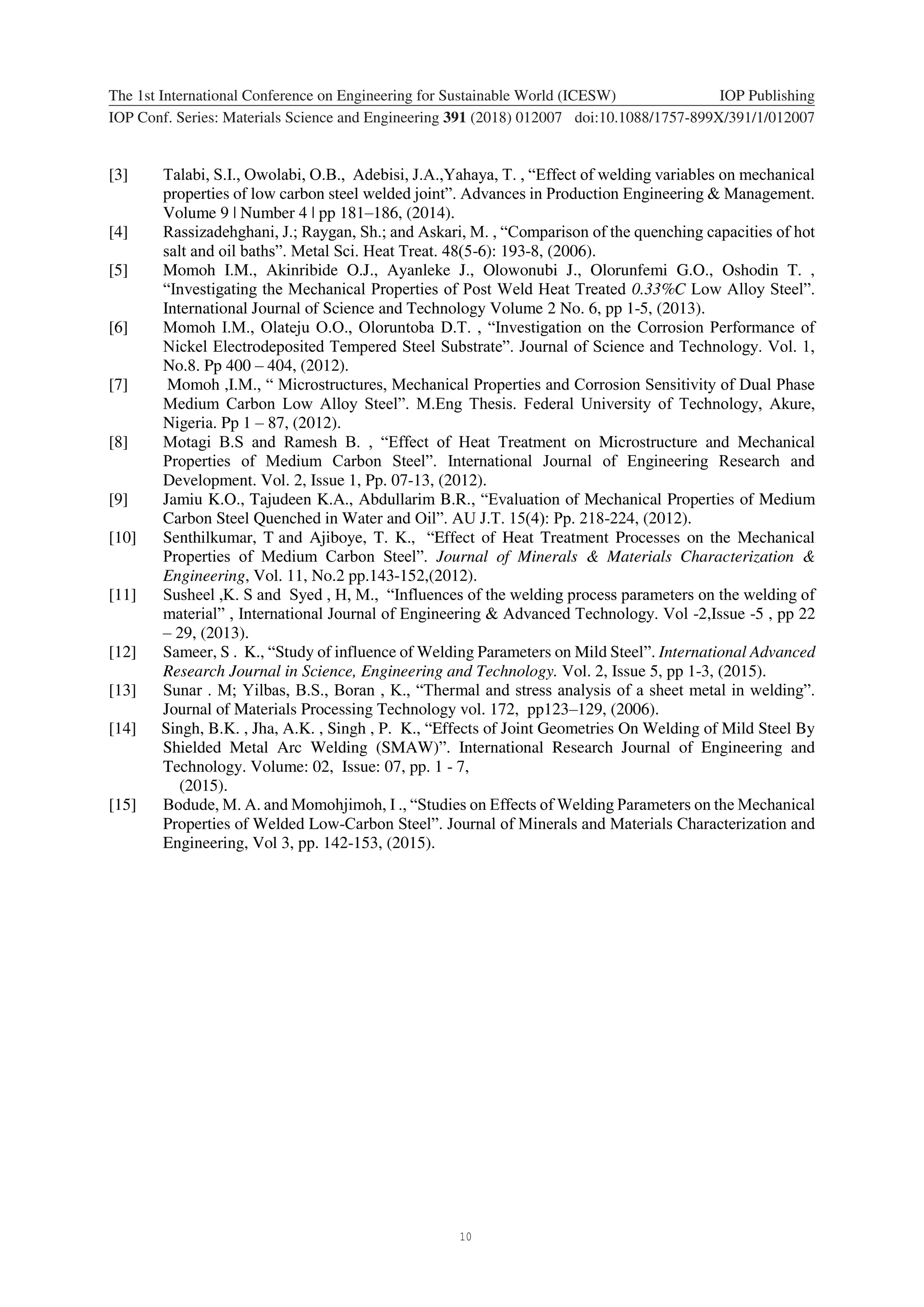 EFFECTS OF QUENCHANTS ON IMPACT STRENGTH OF SINGLE-VEE BUTT WELDED JOINT OF MILD STEEL | PDF