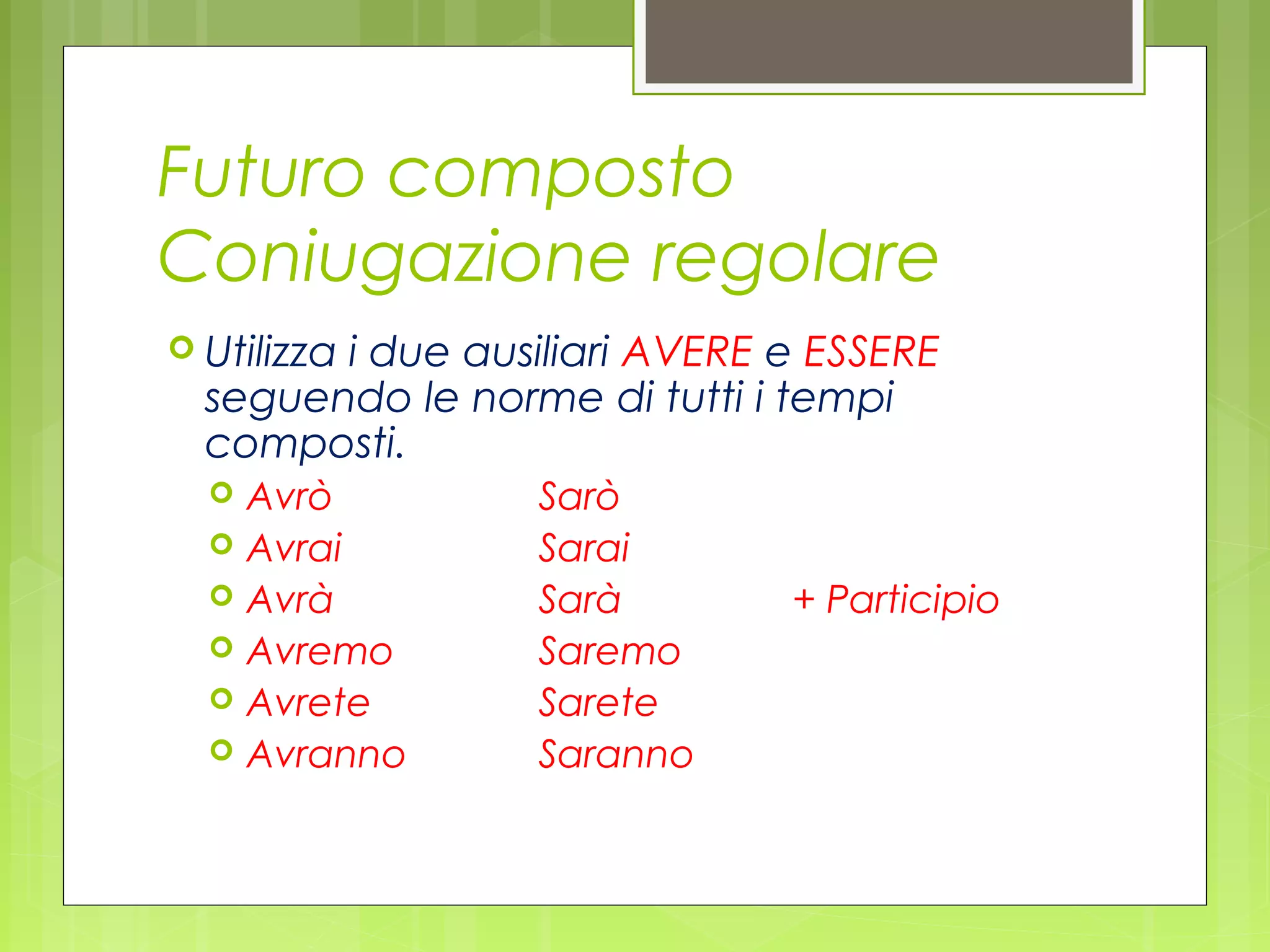 Il futuro semplice e composto | PPT