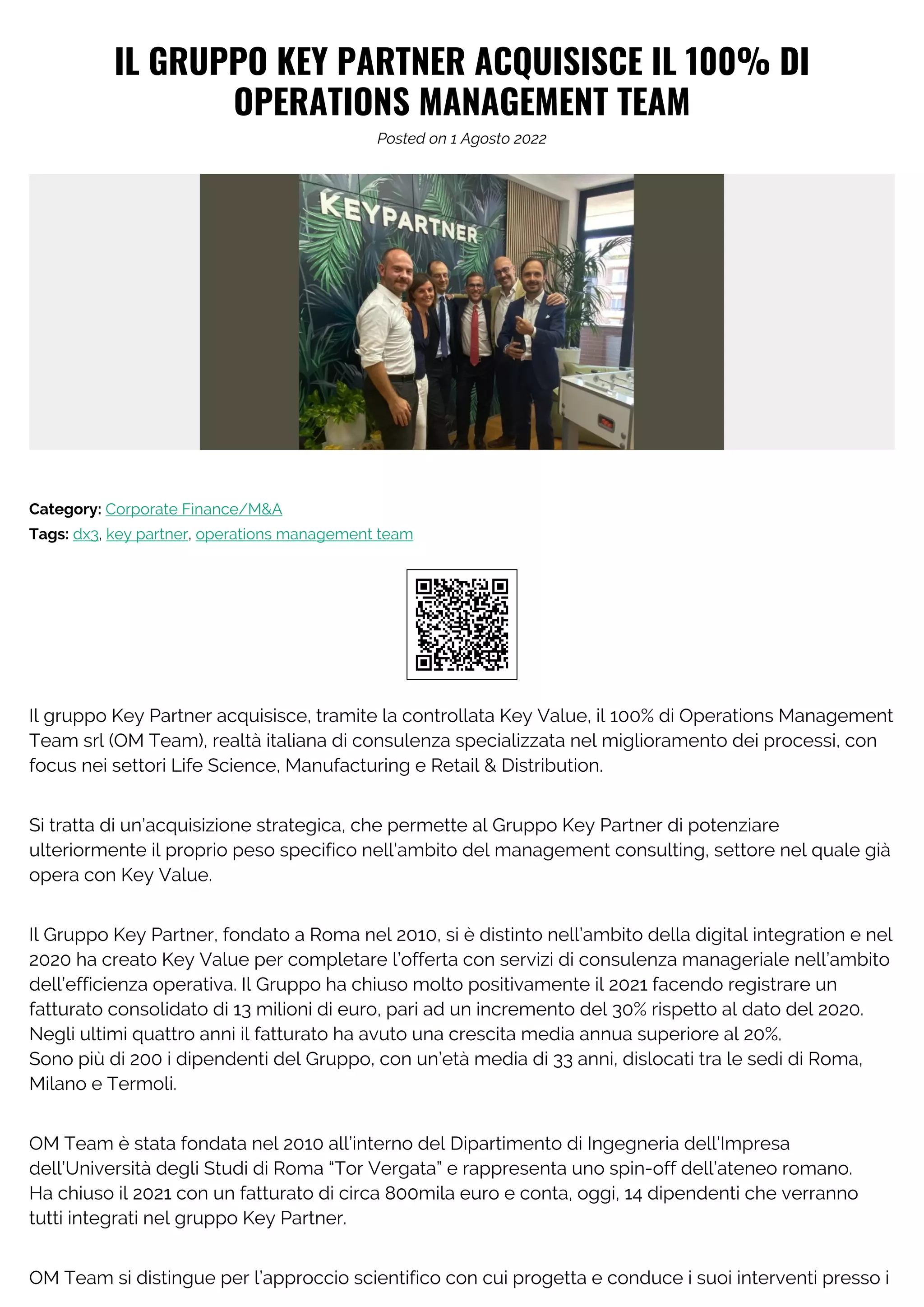 M&A Transaction - Key Partner | PDF