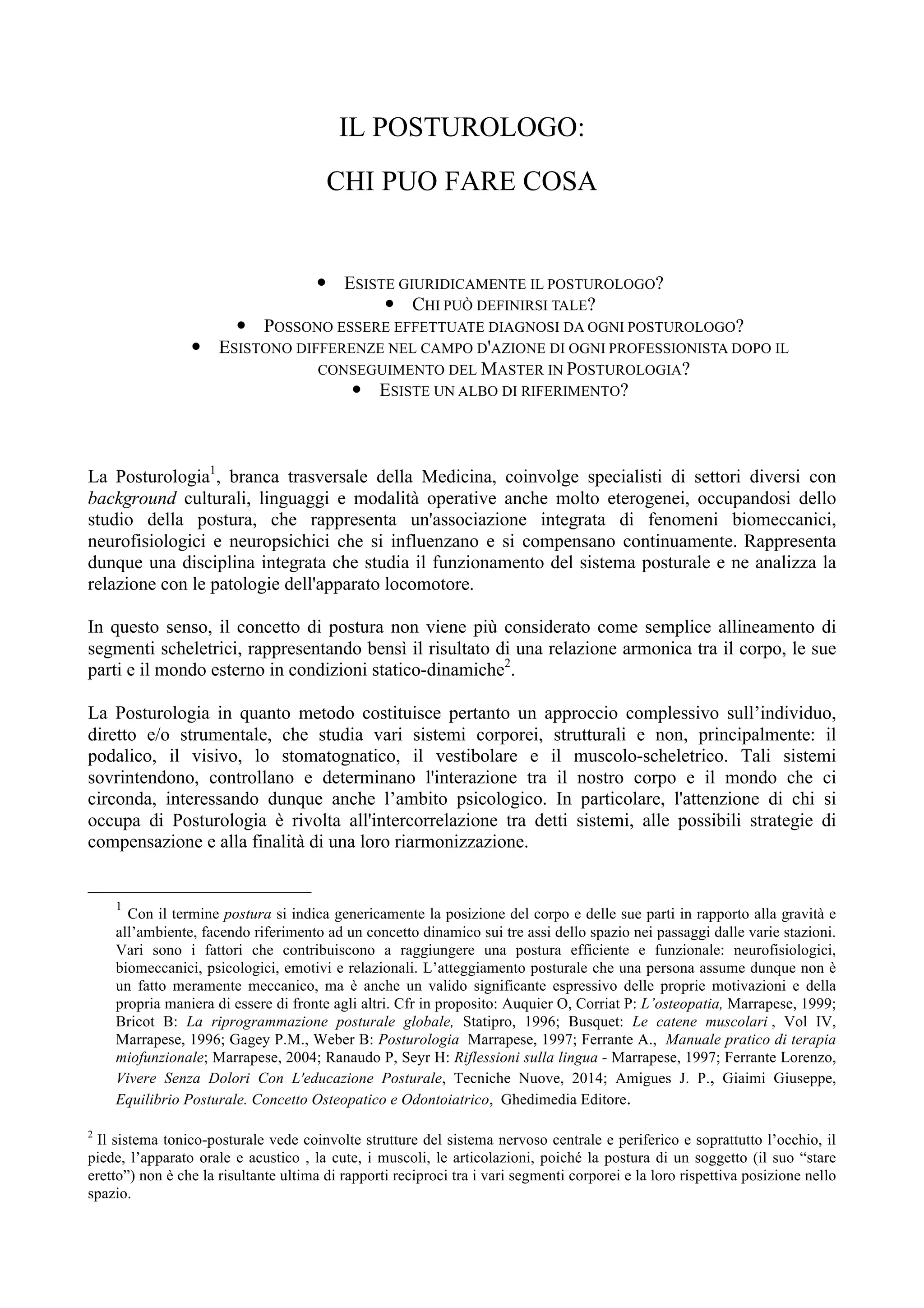 Il posturologo-chi-puo-fare-cosa | PDF