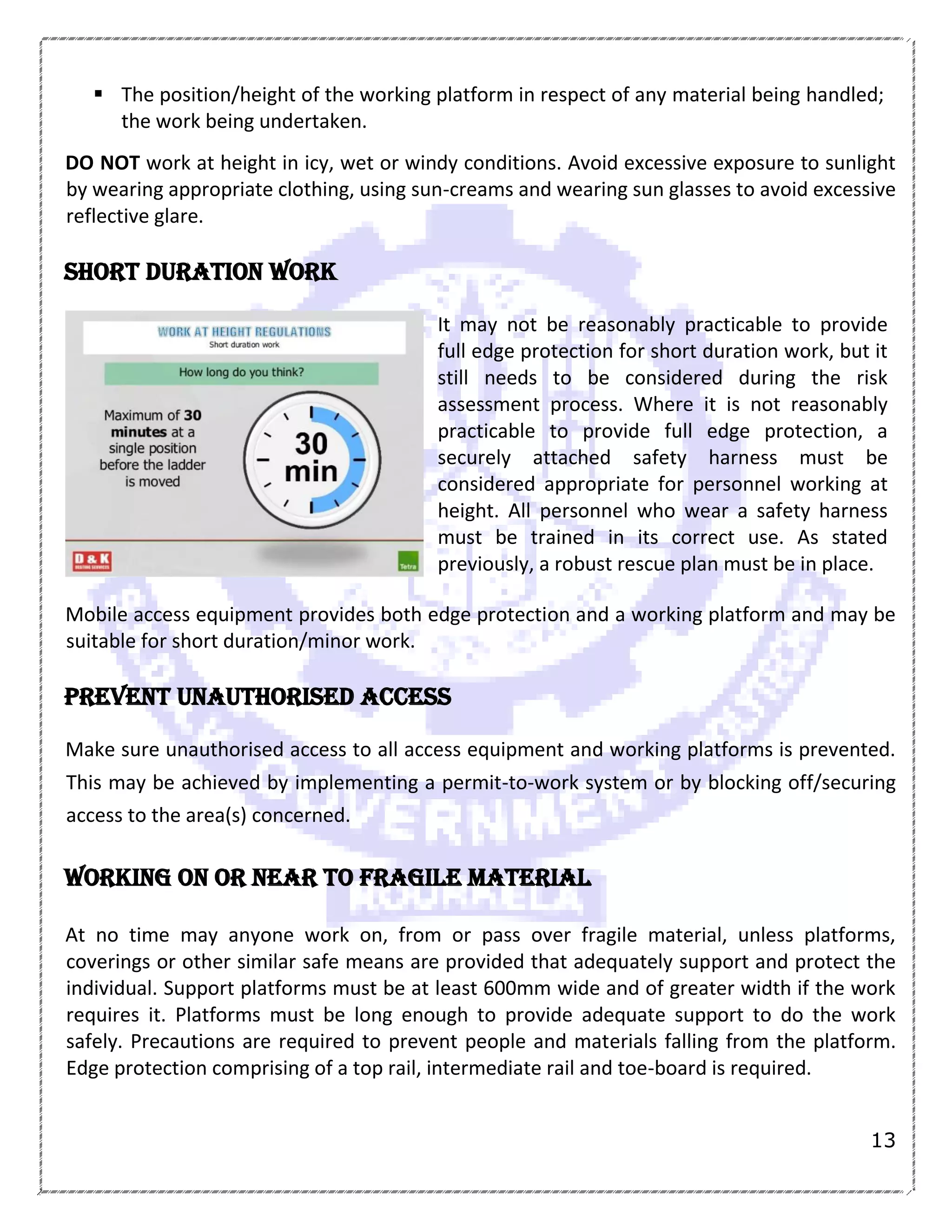 HEIGHT WORK SAFETY REPORT | PDF
