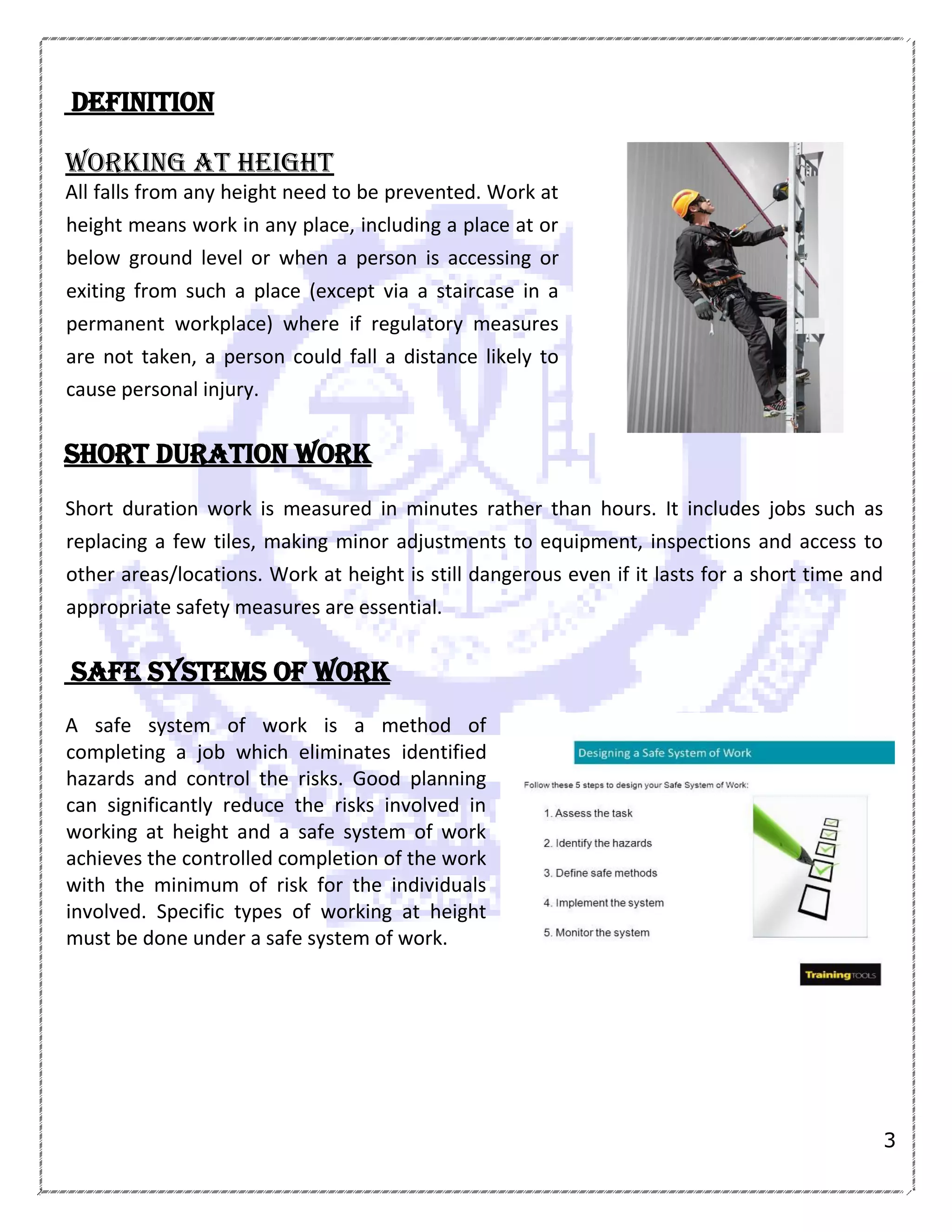 HEIGHT WORK SAFETY REPORT | PDF