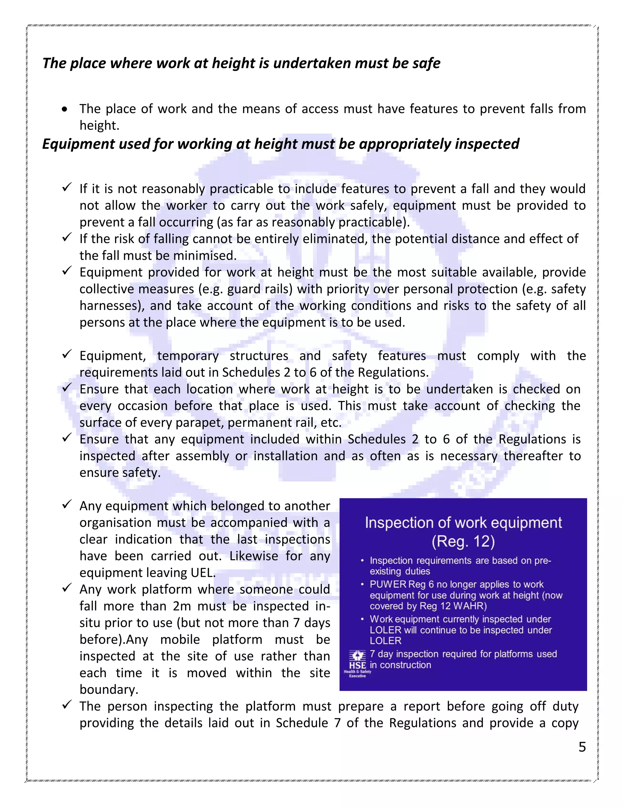 HEIGHT WORK SAFETY REPORT | PDF