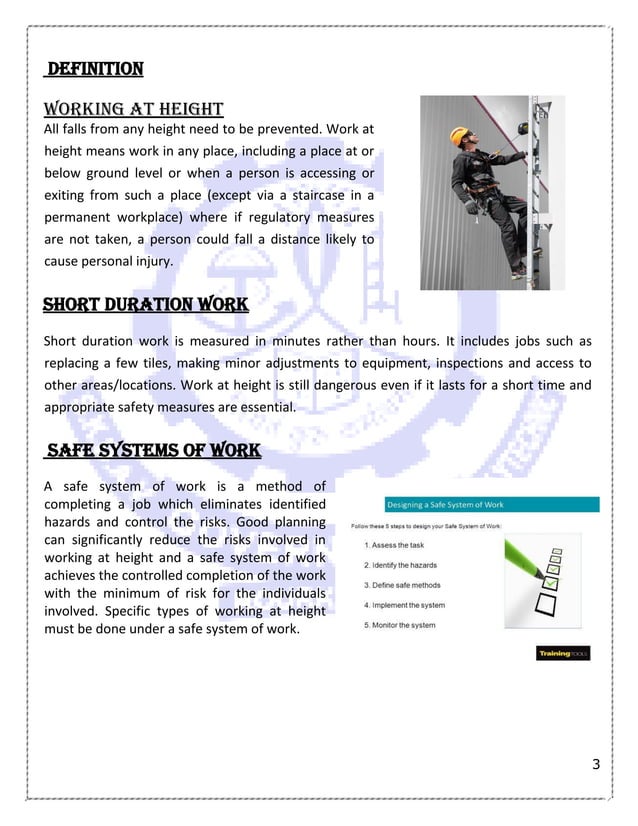 HEIGHT WORK SAFETY REPORT | PDF | Injuries | Diseases and Conditions