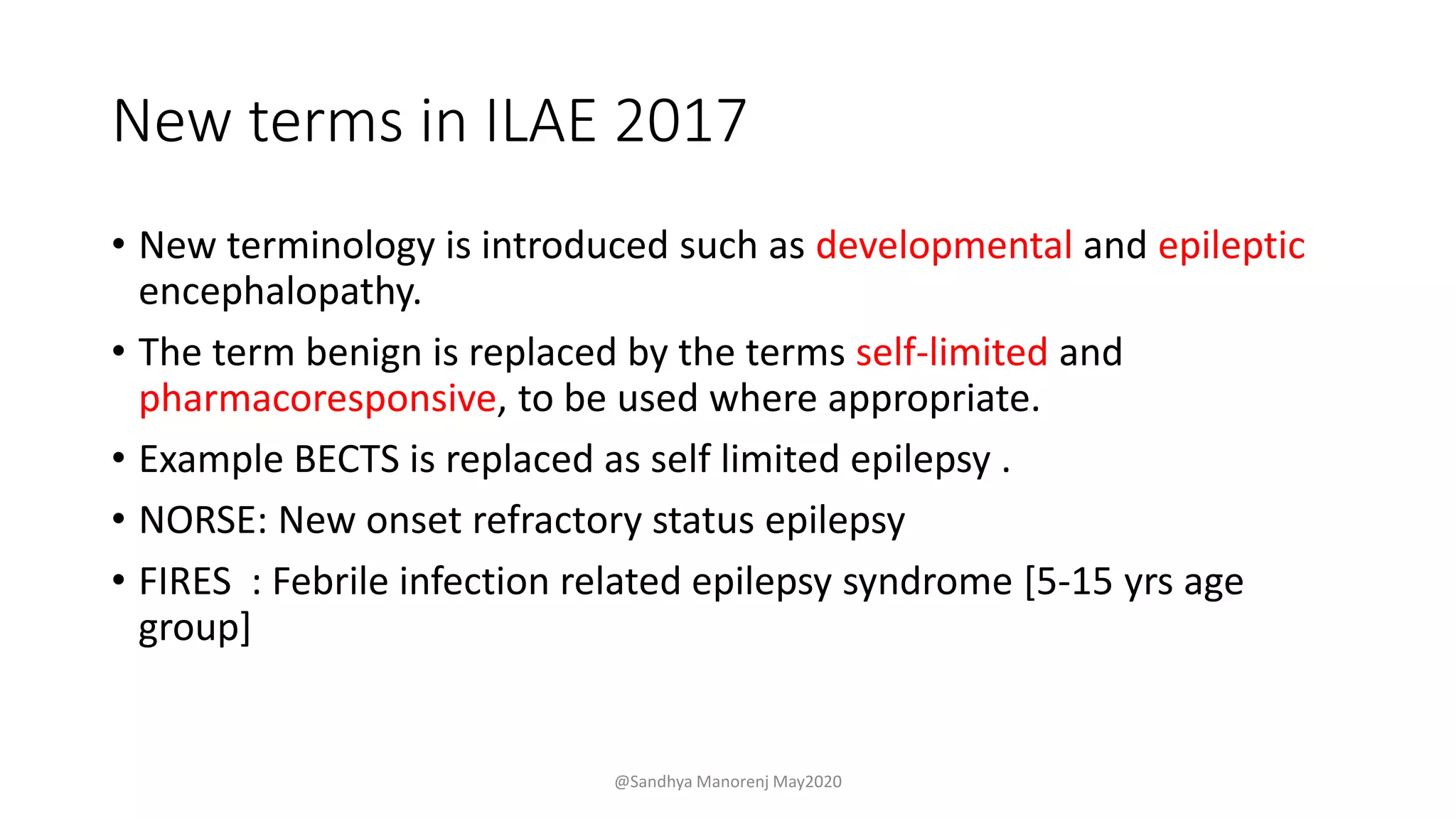 Ilae 2017 Revised classification of epilepsy | PPTX