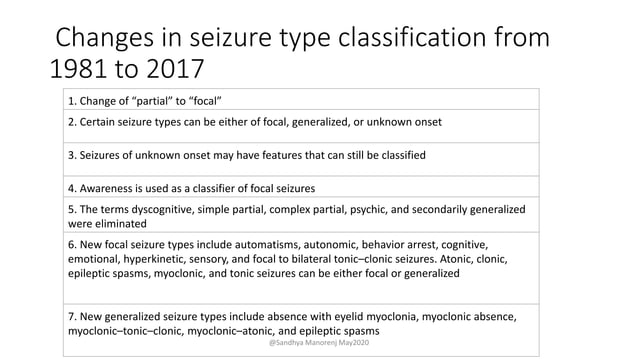 Ilae 2017 Revised classification of epilepsy | PPTX