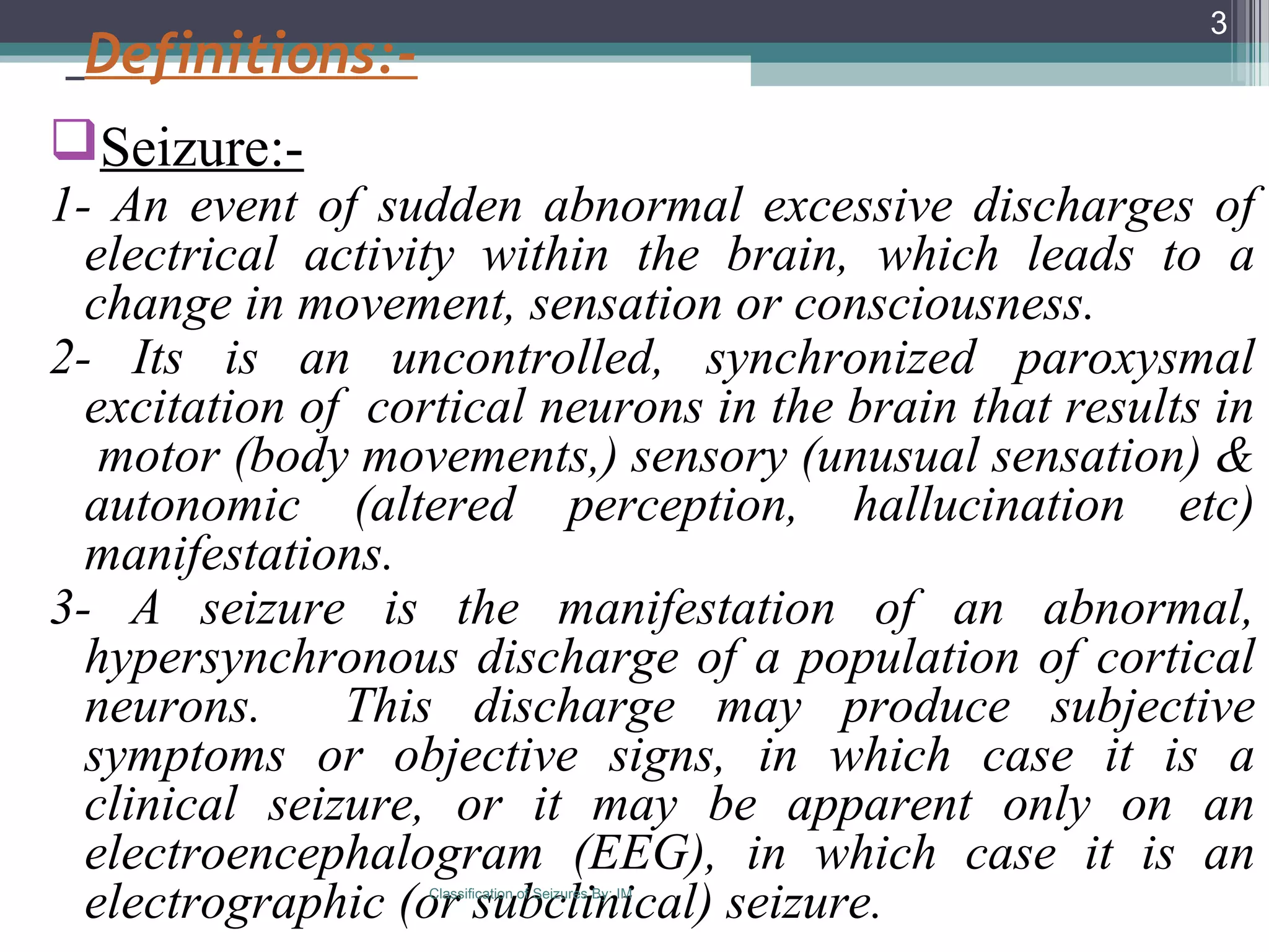 Classification of Seizures by ILAE | PPT