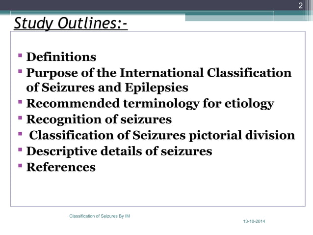 Classification of Seizures by ILAE | PPT