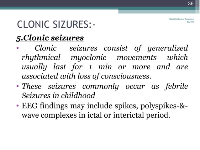 Classification of Seizures by ILAE | PPT