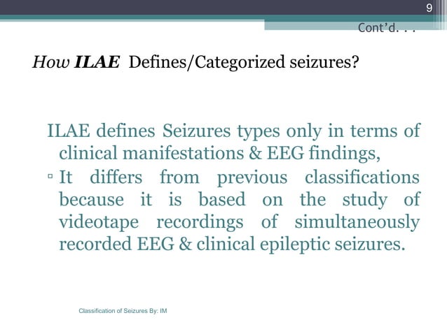 Classification of Seizures by ILAE | PPT