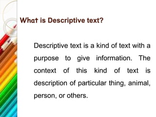Materials to make descriptive text | PPTX