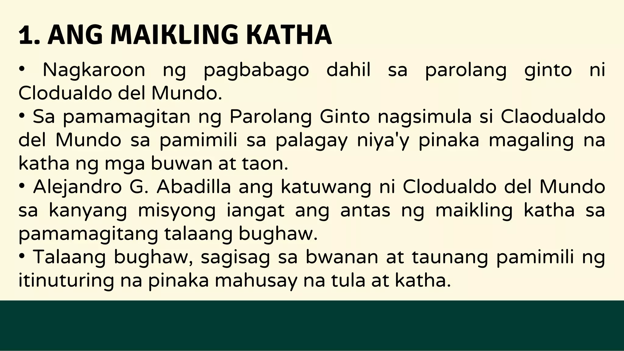 PANAHON NG ILAW AT PANITIK (1922-1934) | PDF