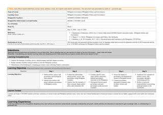 Comprehensive Grade 12 Lesson Plan on Philippine Politics and ...