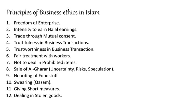 Business ethics in Islam | PPTX