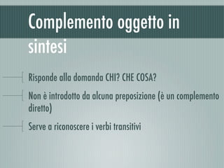 Il complemento oggetto | KEY
