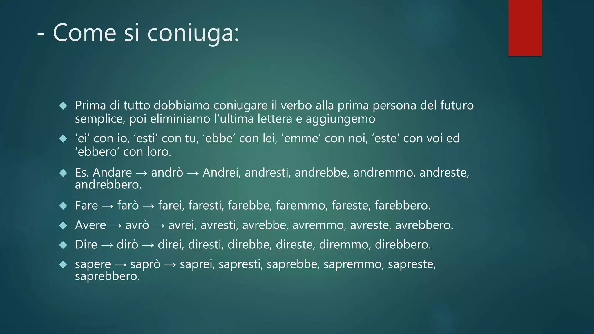 Il condizionale semplice | PPTX