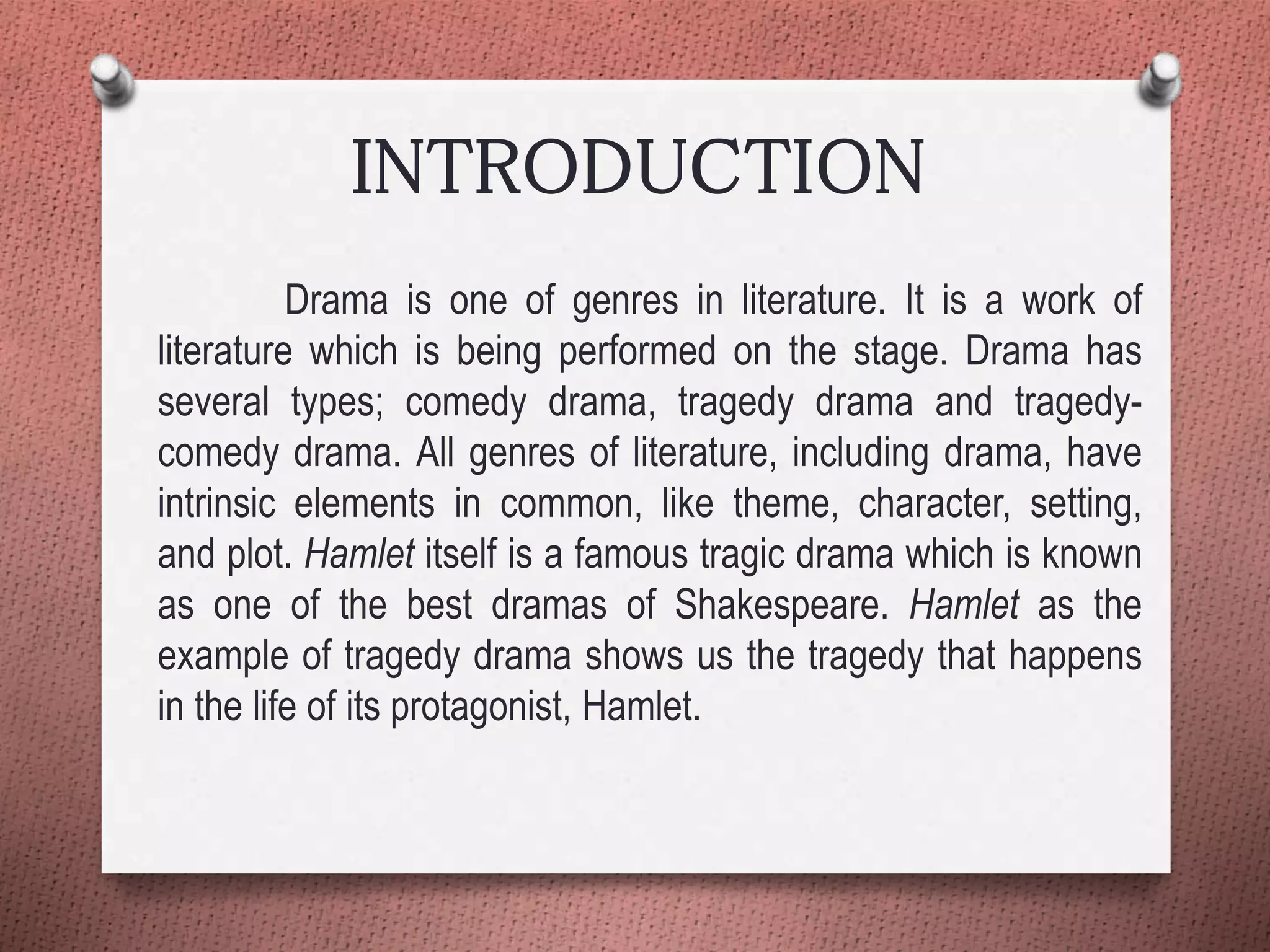 Tragedy Drama Analysis: Themes of William Shakespeare’s Hamlet | PPTX
