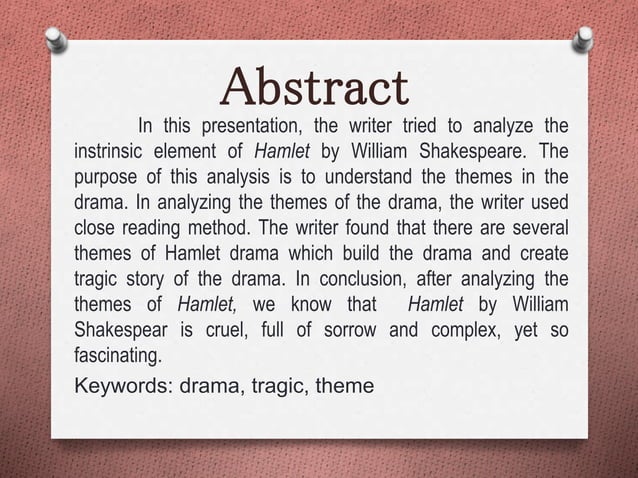 Tragedy Drama Analysis: Themes of William Shakespeare’s Hamlet | PPTX
