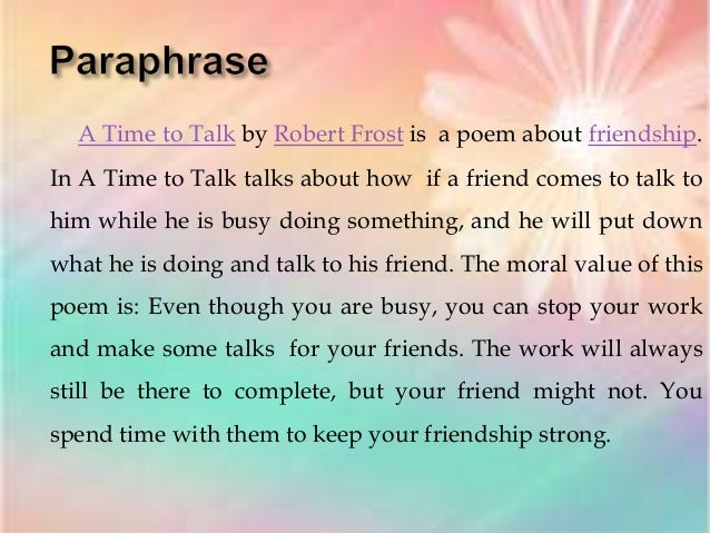 "A Time To Talk" by Robert Frost analysis