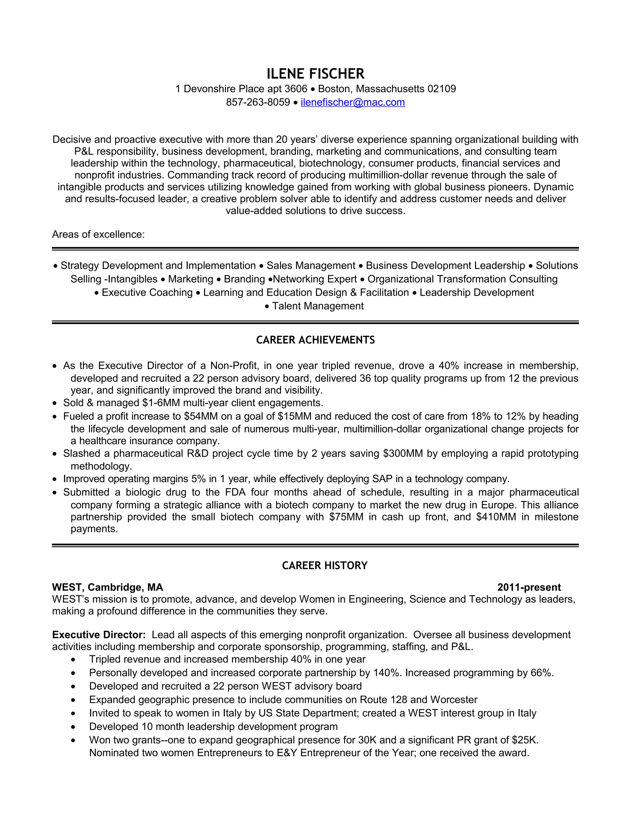 Ilene Fischer 2012 Resumev2 | PDF