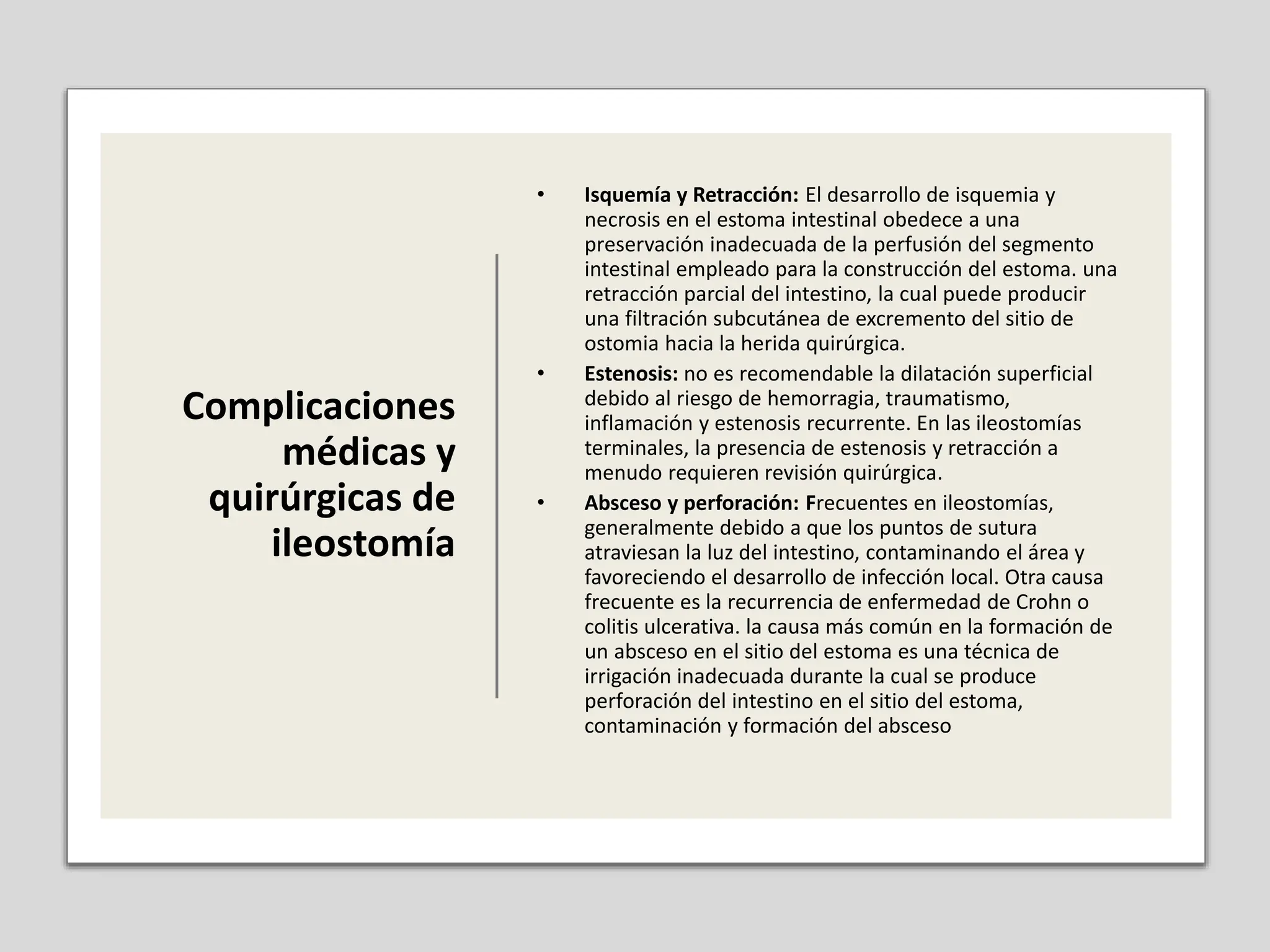 Ileostomía y restitución de tránsito colonico Concepto, manejo y ...