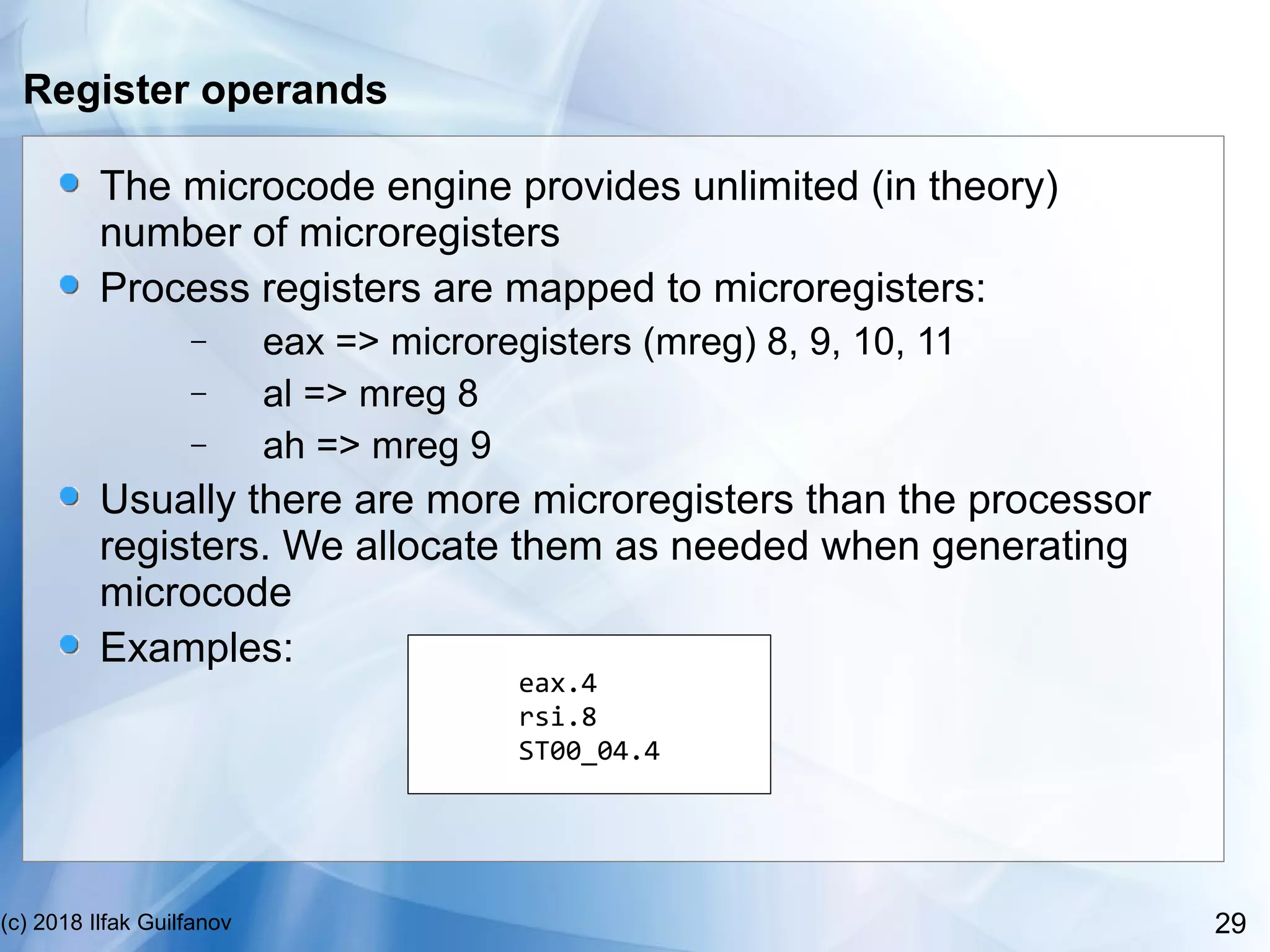 Ilfak Guilfanov - Decompiler internals: Microcode [rooted2018] | PPT