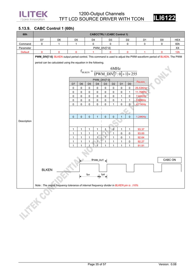 ILI6122 data sheet | PDF