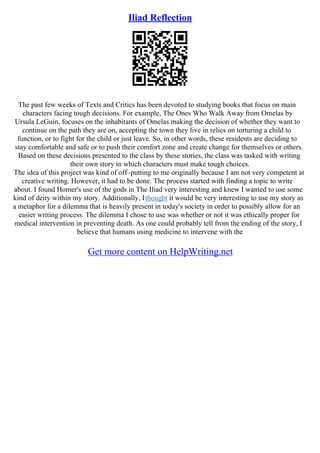 Iliad Essay Topics | PDF