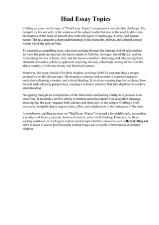 Iliad Essay Topics. Literary Devices Chart for the Iliad | PDF