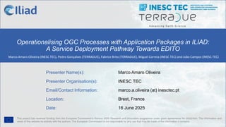 Operationalising OGC Processes with Application Packages in ILIAD: A ...