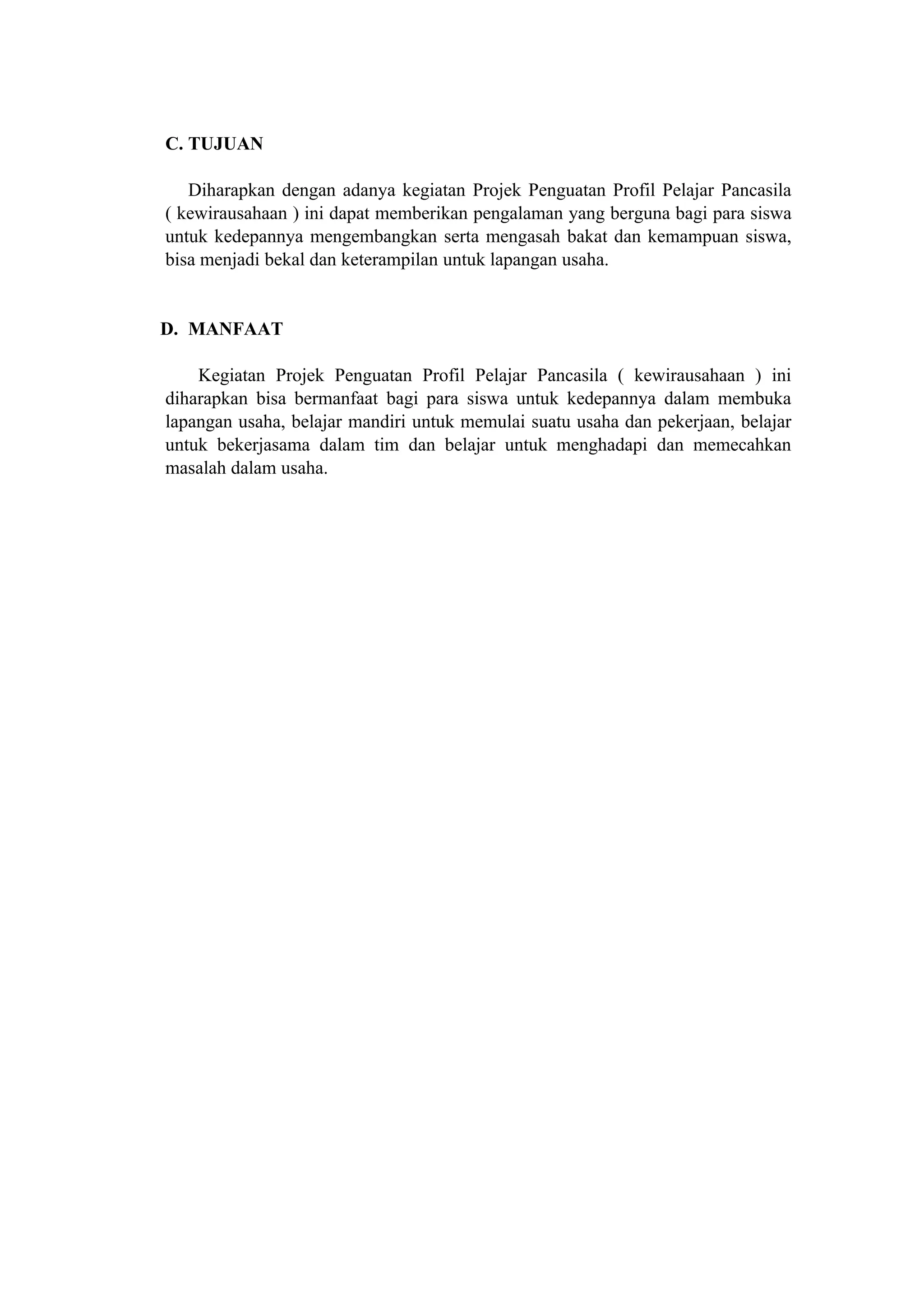 Laporan Proyek P5 Tentang Kewirausahaan | Pdf