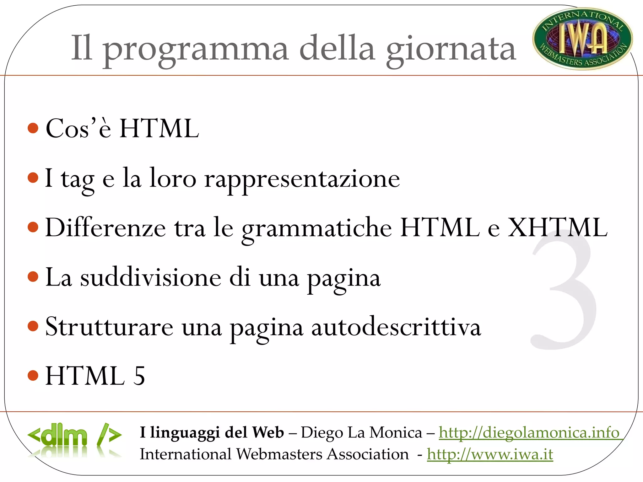 I linguaggi del web - seconda edizione (1° giornata) | PDF