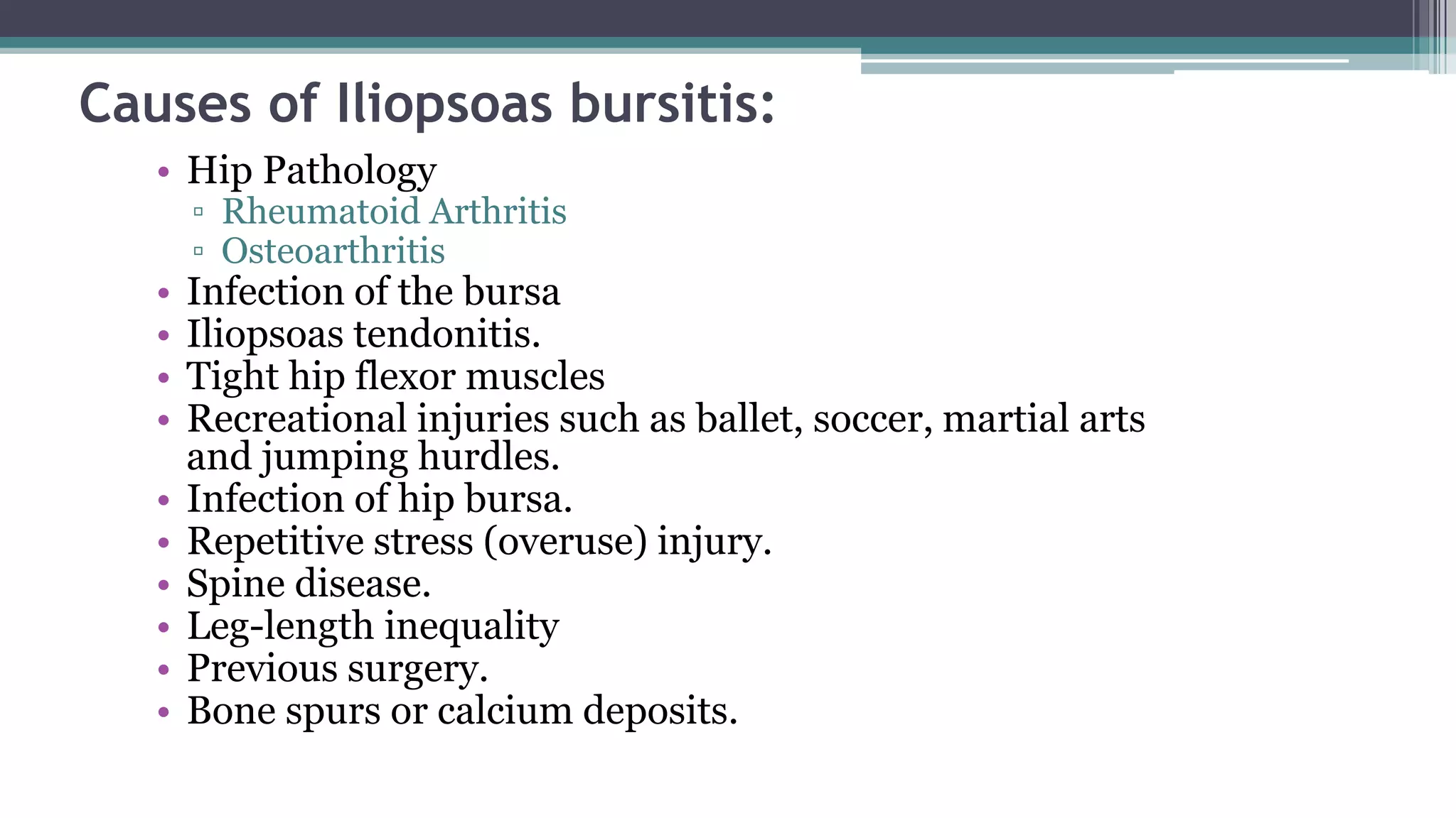 Iliopsoas bursitis . | PPTX