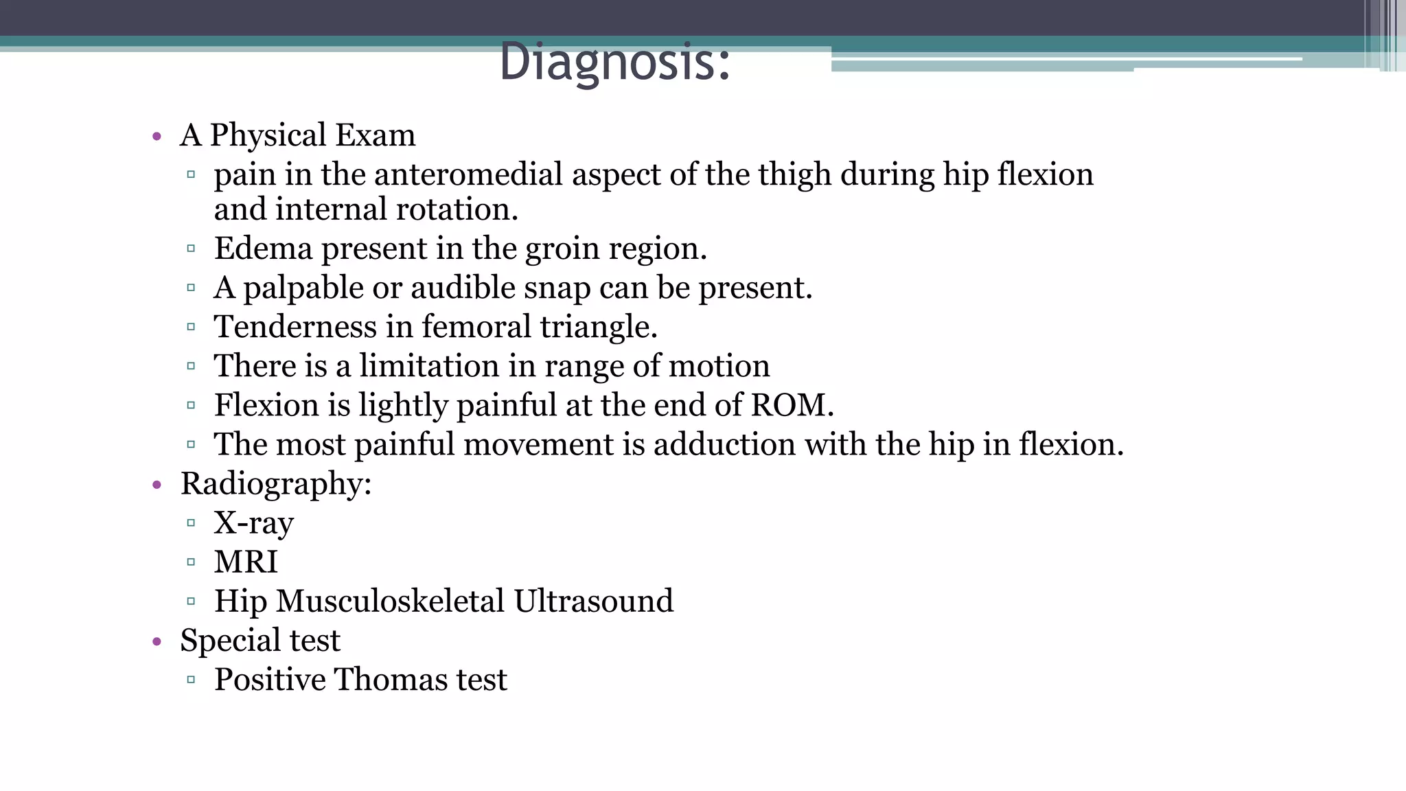 Iliopsoas bursitis . | PPTX