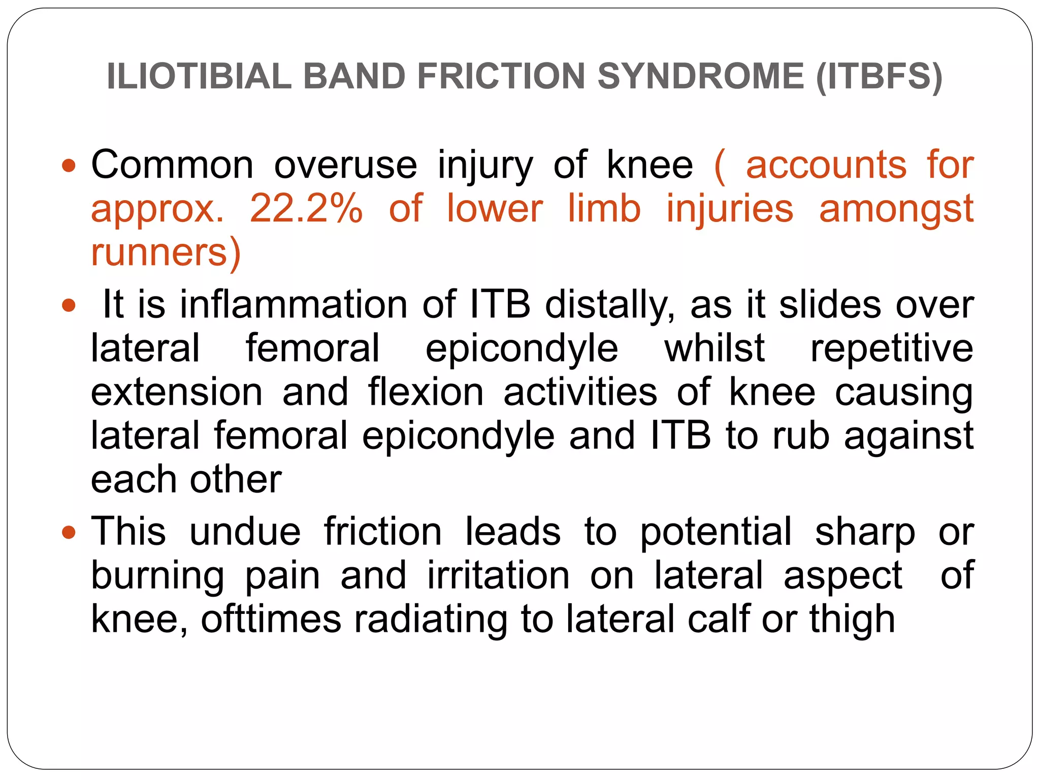 Iliotibial band friction syndrome amongst runners | PPTX
