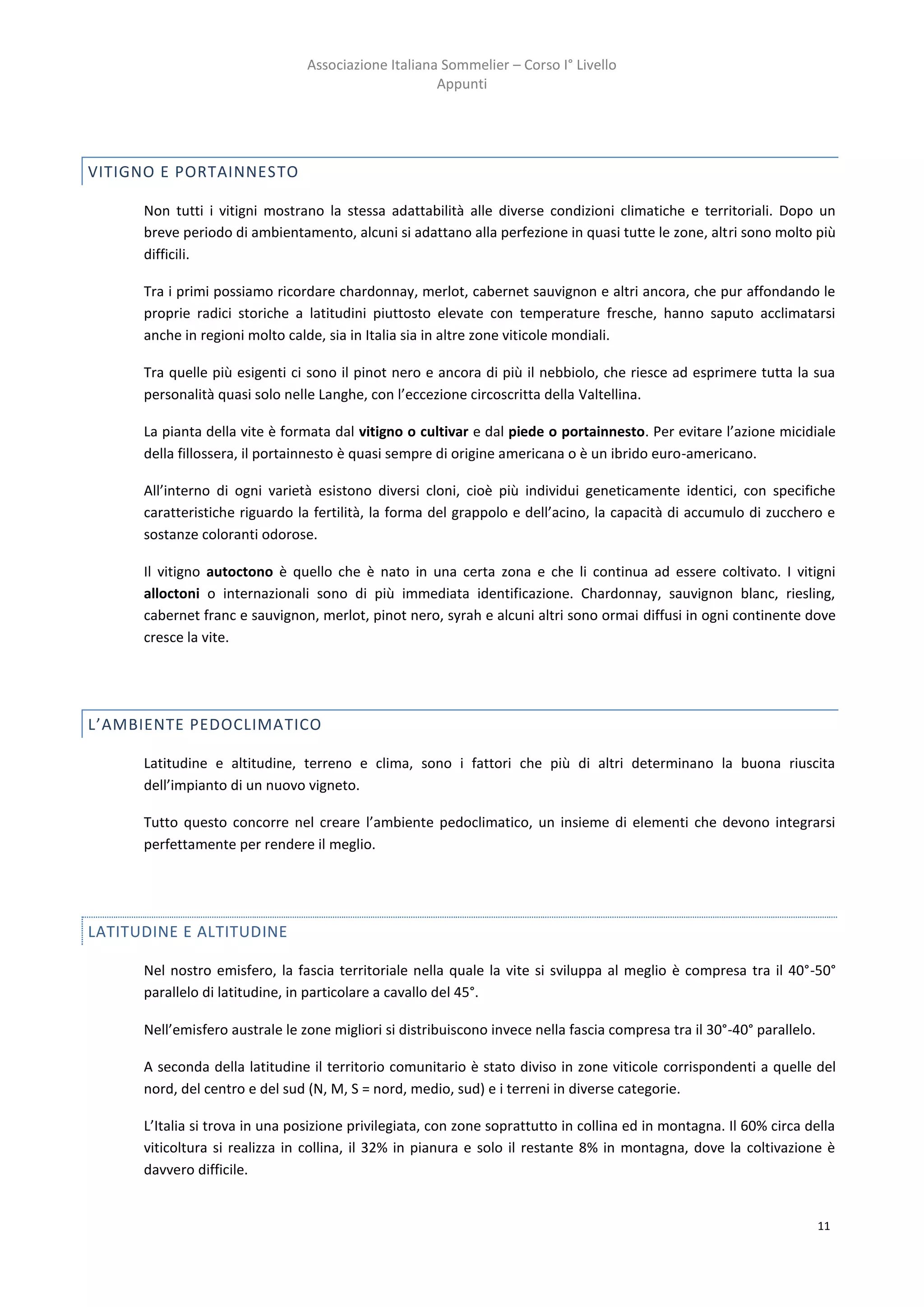 I° Livello - Corso Sommelier AIS - Appunti | PDF