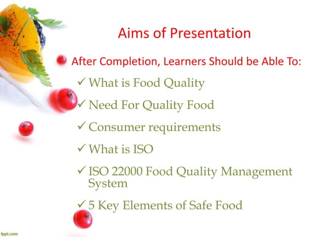 Food Quality Management Presentation | PPTX | Food Industry | Industries