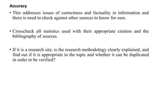 IL Lecture Notes 6 Evaluation of Information Resources.pptx | Internet ...