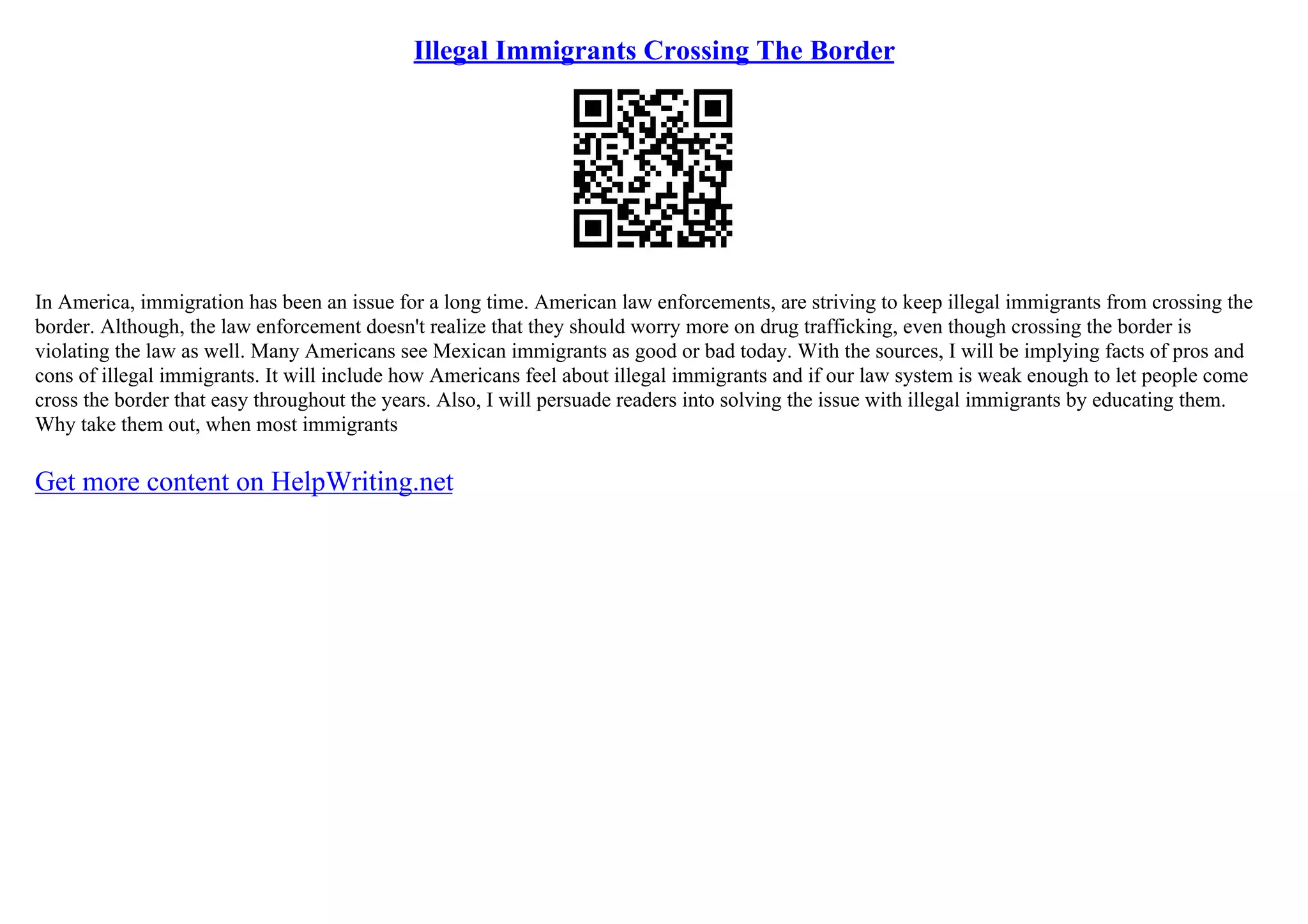 Illegal Immigrants Crossing The Border | PDF