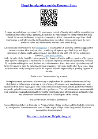 Illegal Immigrants Essay | PDF