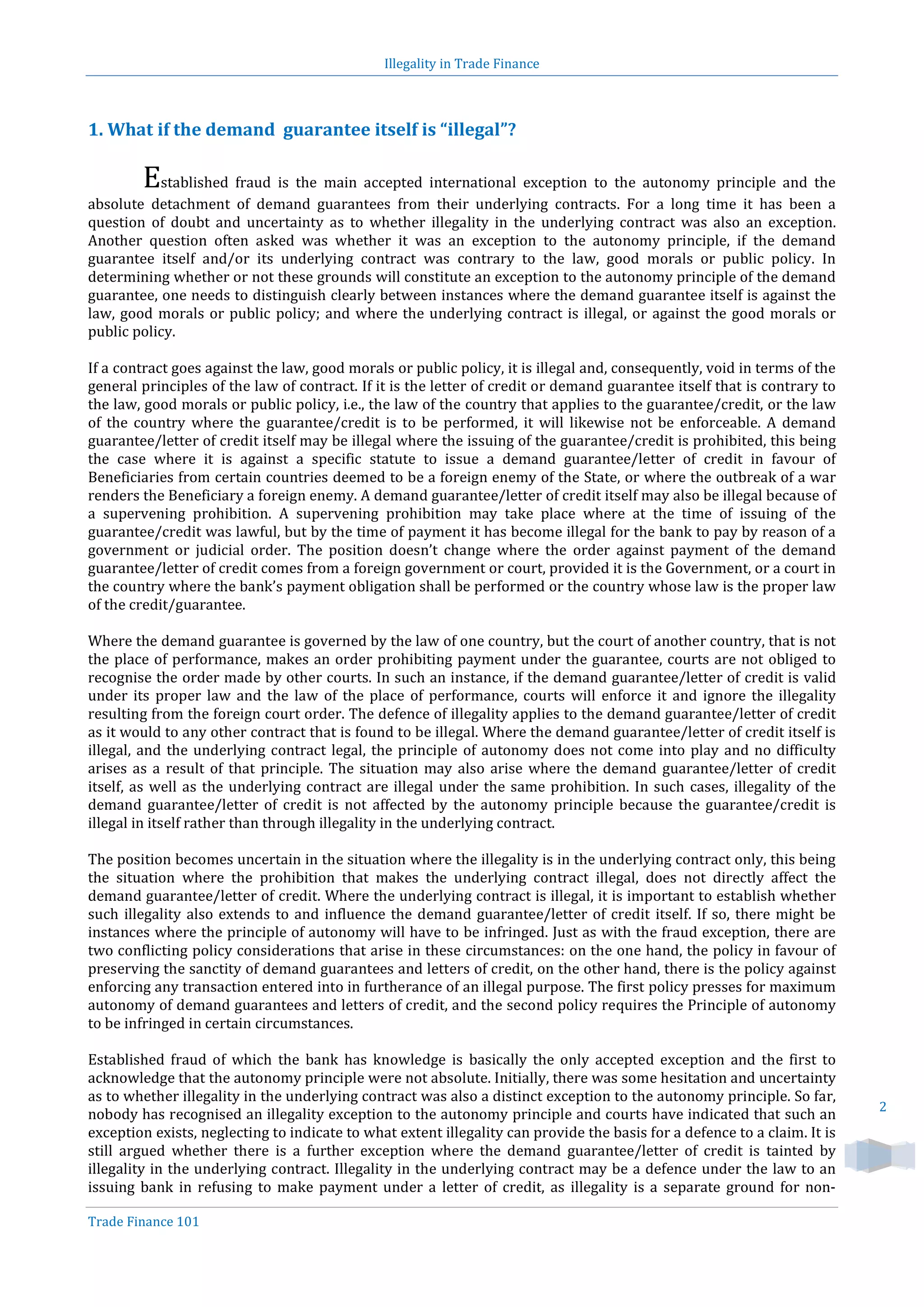 Illegality as an exception to the autonomy principle | PDF