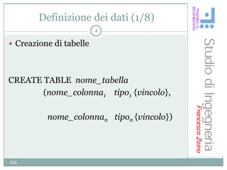 Il linguaggio SQL | PPSX