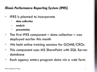 Illinois performance reporting system update 4.26.13