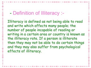 Illiteracy | PPTX