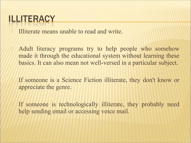 Illiteracy | PPT | Nutrition | Healthy Living