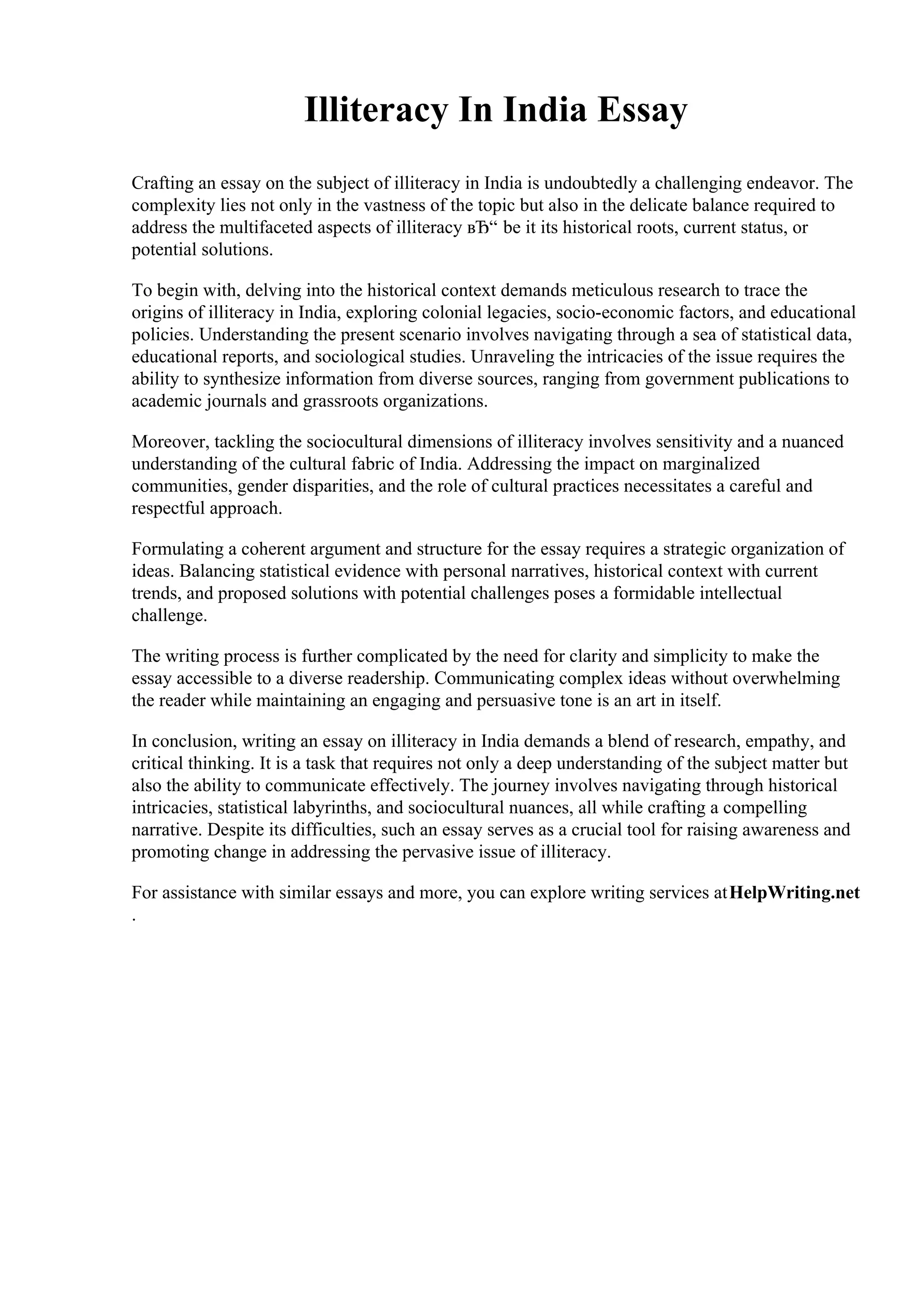 Illiteracy In India Essay.pdf