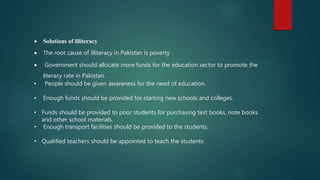 Illitracy in Pakistan | PPT