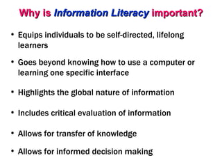 Info Literacy & Lifelong Learning | PPT